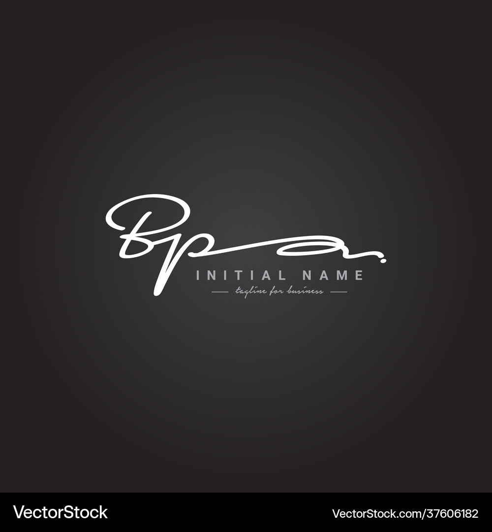 Initial letter bp logo - handwritten signature Vector Image