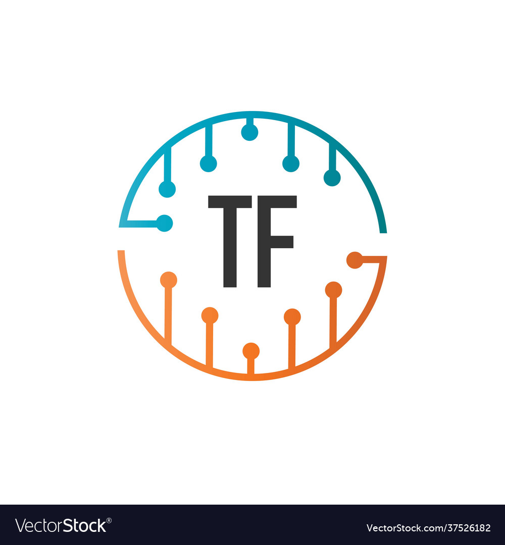 Initial letter tf future technology logo template Vector Image