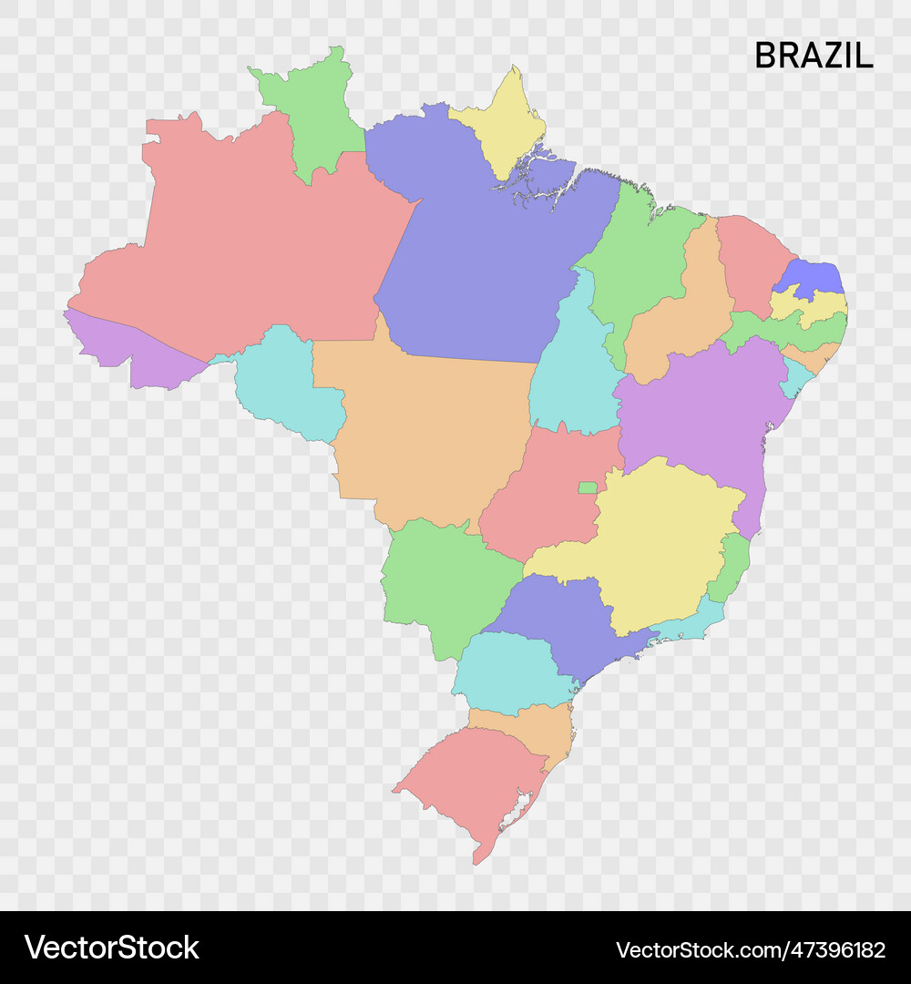 Isolated colored map of brazil with borders Vector Image