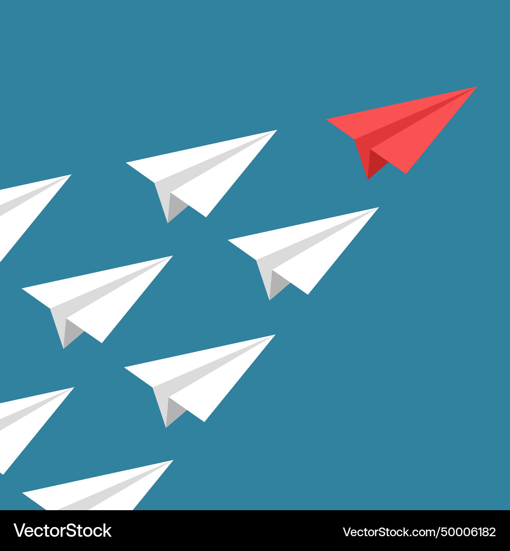 Leadership success concept paper plane fly lead Vector Image