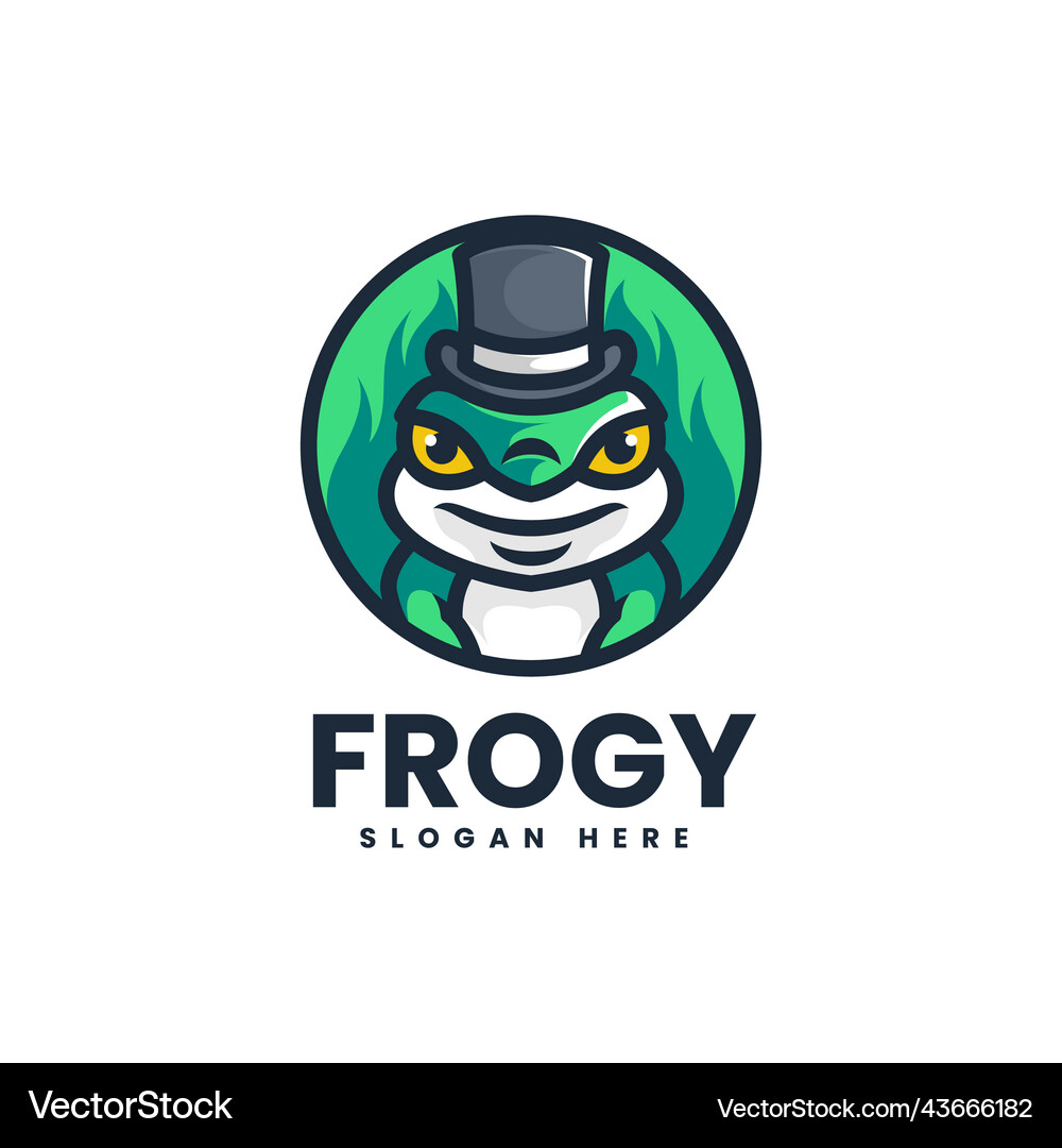 Logo frog mascot cartoon style Royalty Free Vector Image