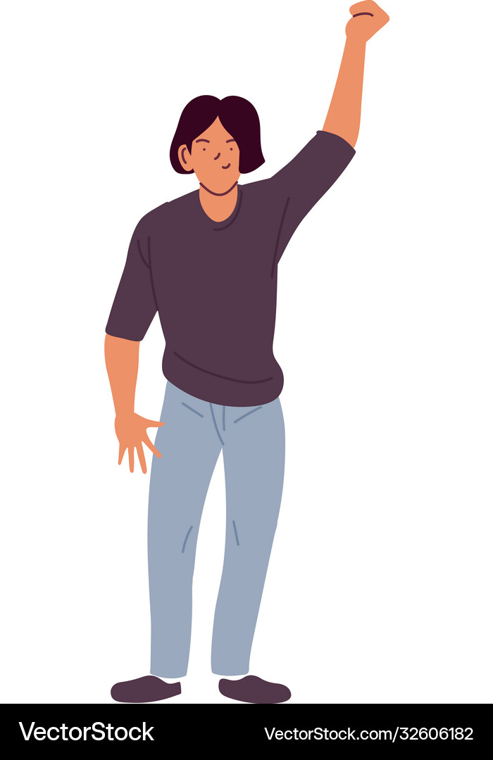 Man cartoon with hand up design Royalty Free Vector Image
