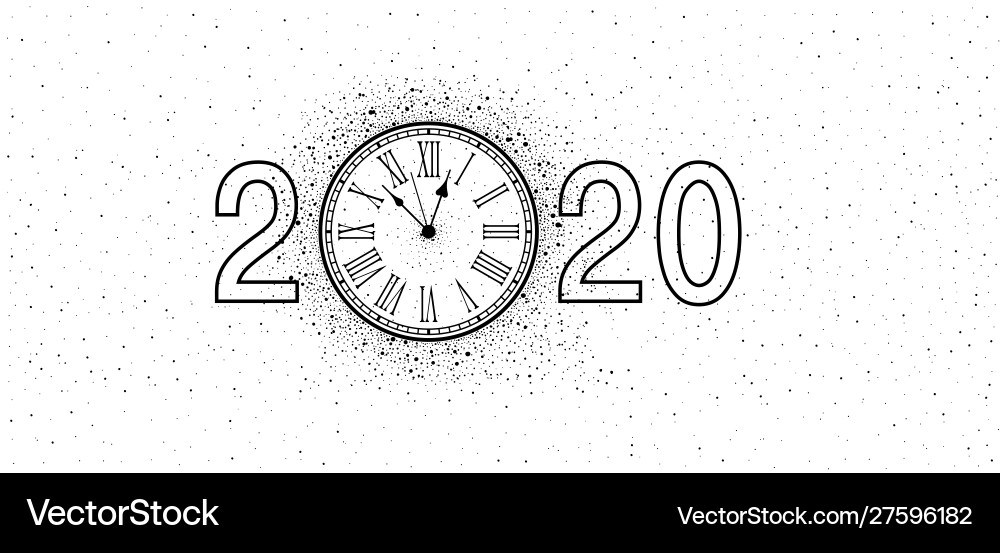 New year clock 2020 Royalty Free Vector Image - VectorStock