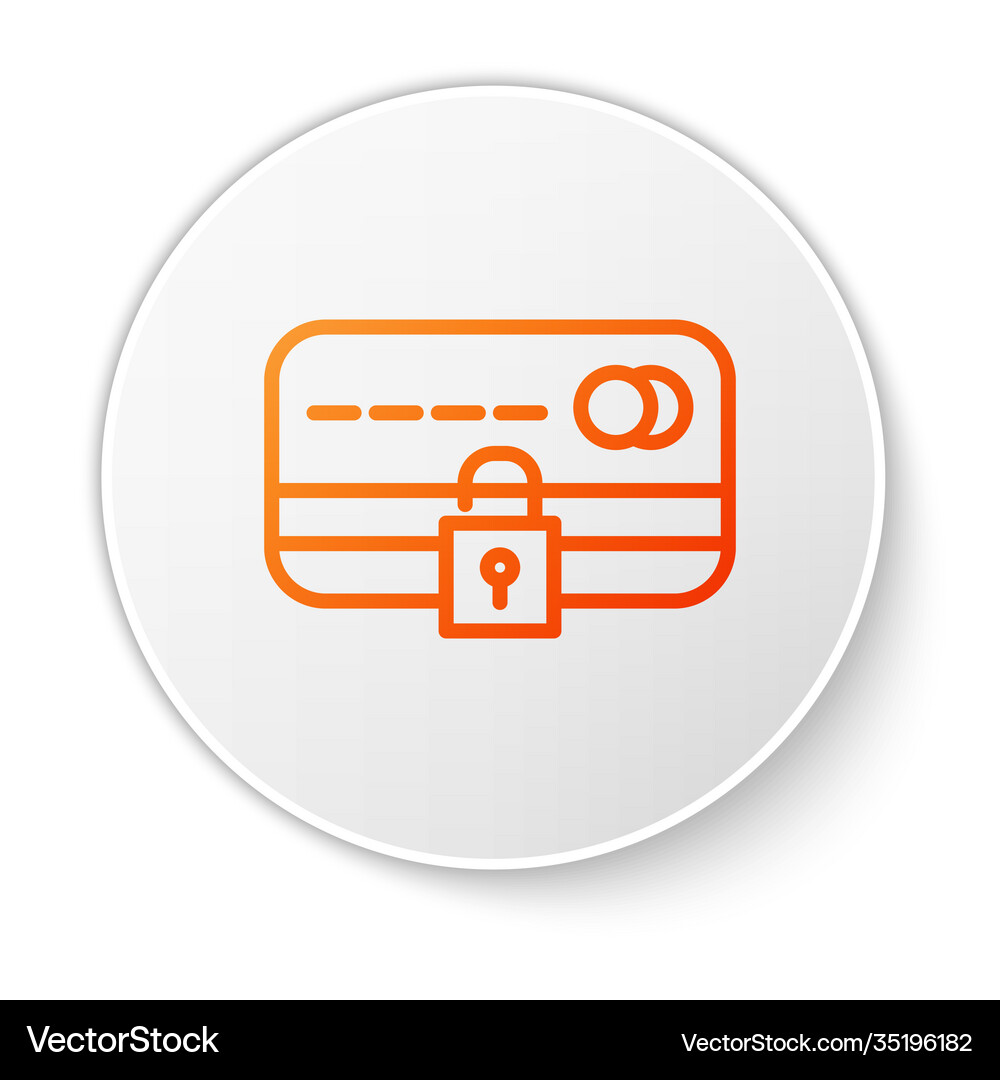 Orange line credit card with lock icon isolated Vector Image