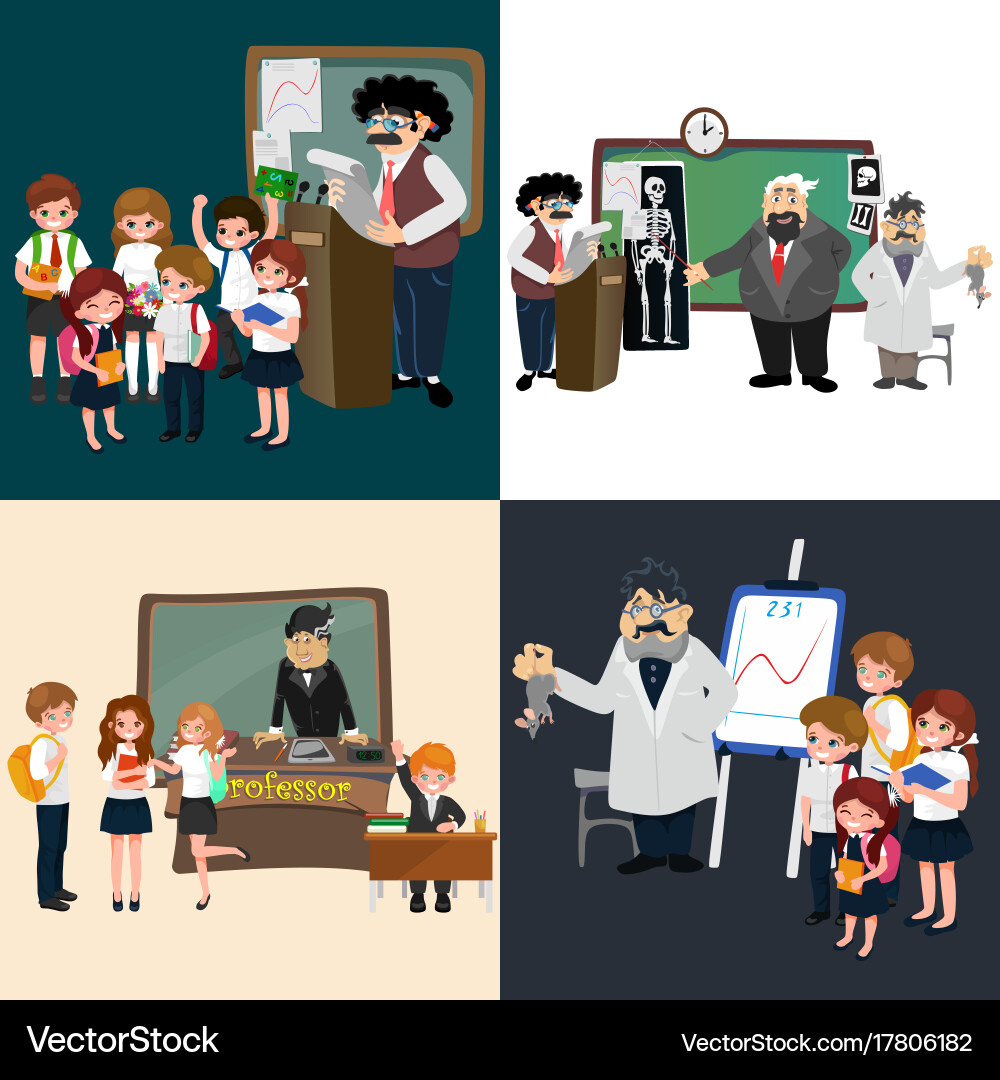 Professor and student girl boy Royalty Free Vector Image