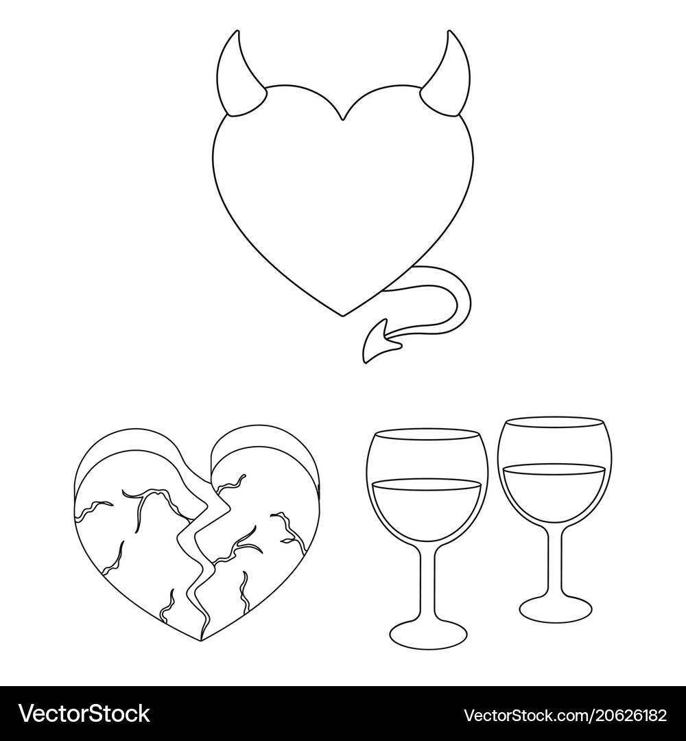 Romantic relationship outline icons in set Vector Image