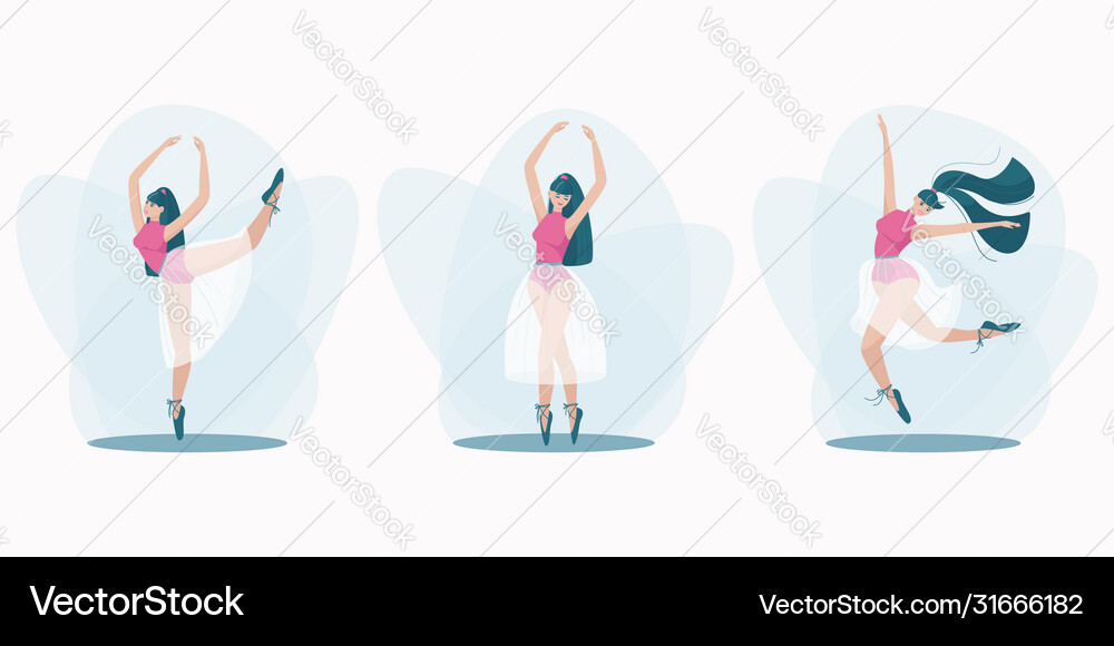 Set beautiful poses a dancing girl Royalty Free Vector Image