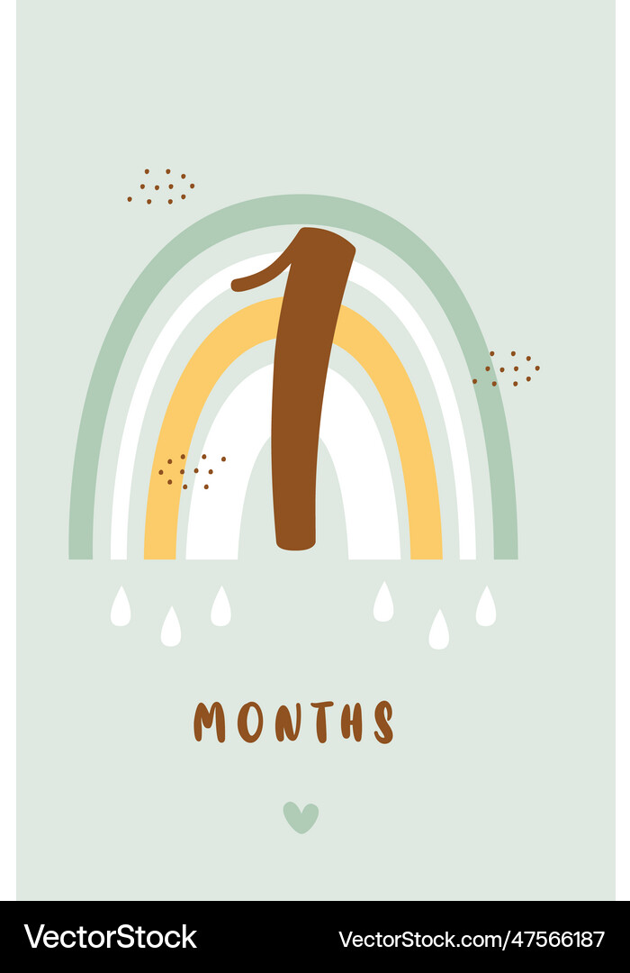 1 months baby card milestone Royalty Free Vector Image