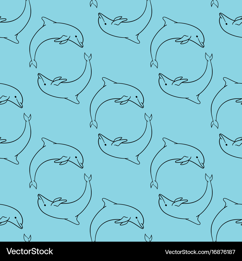Cute dolphins aquatic marine nature ocean Vector Image