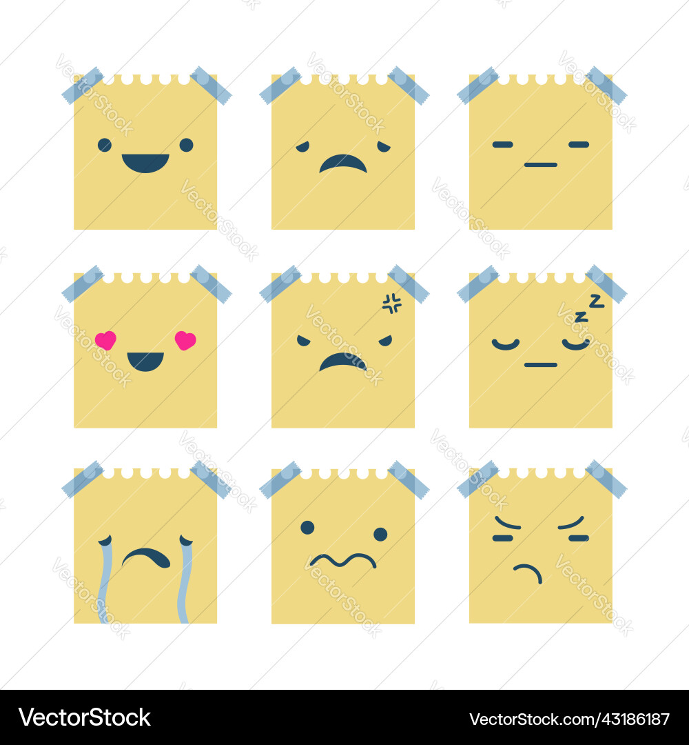 Cute sticky note with tape cartoon mascot Vector Image