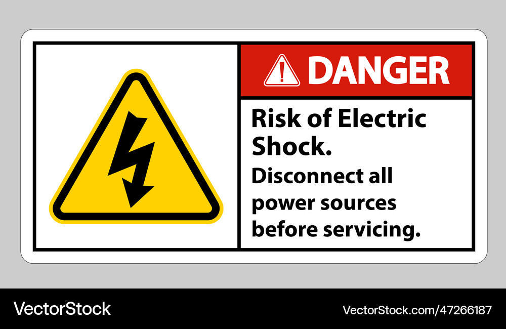 Danger risk of electric shock symbol sign isolate Vector Image