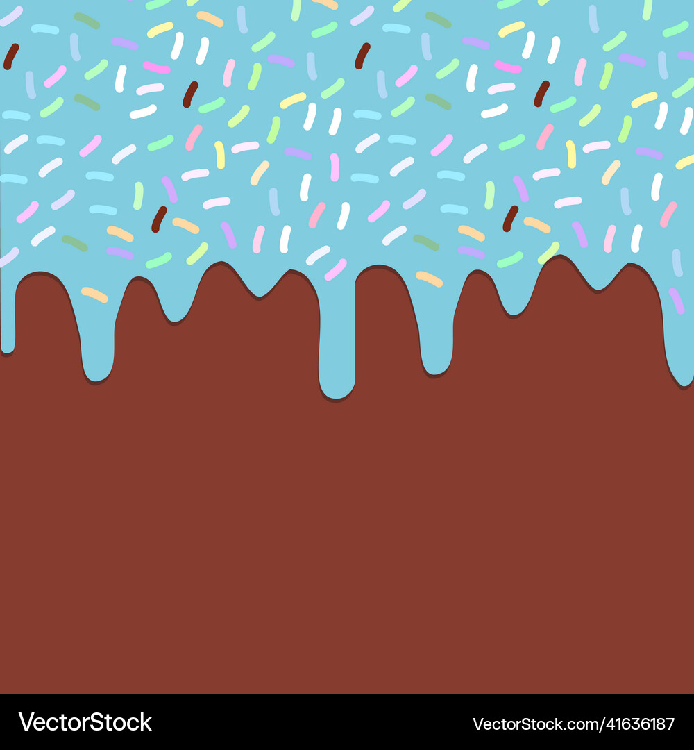 Dripping melted blue glaze with sprinkles brown Vector Image