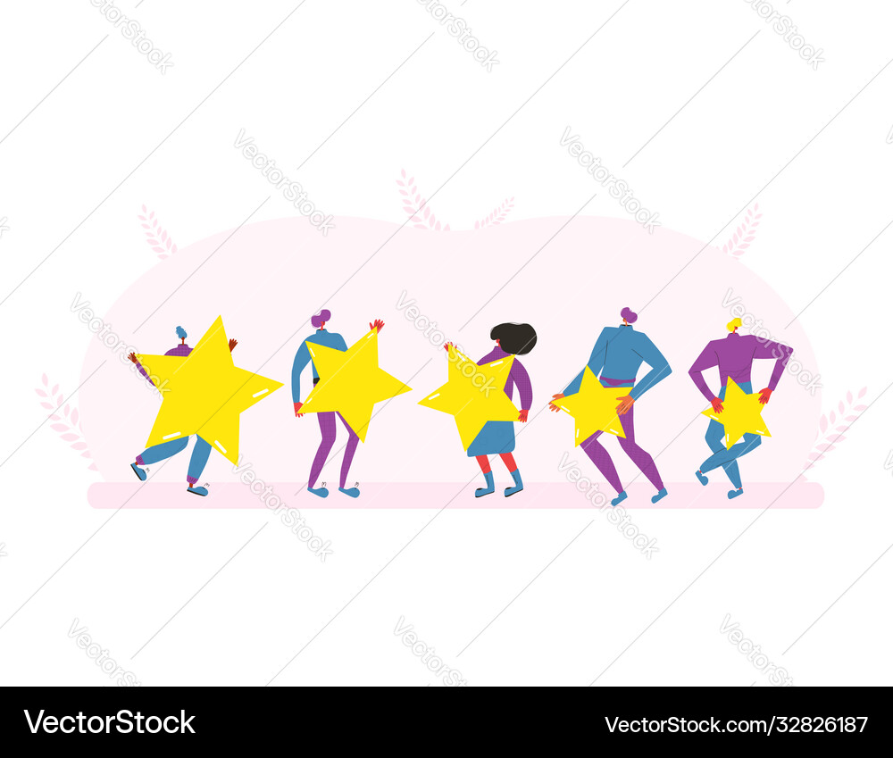 Feedback concept people with stars in their hands Vector Image