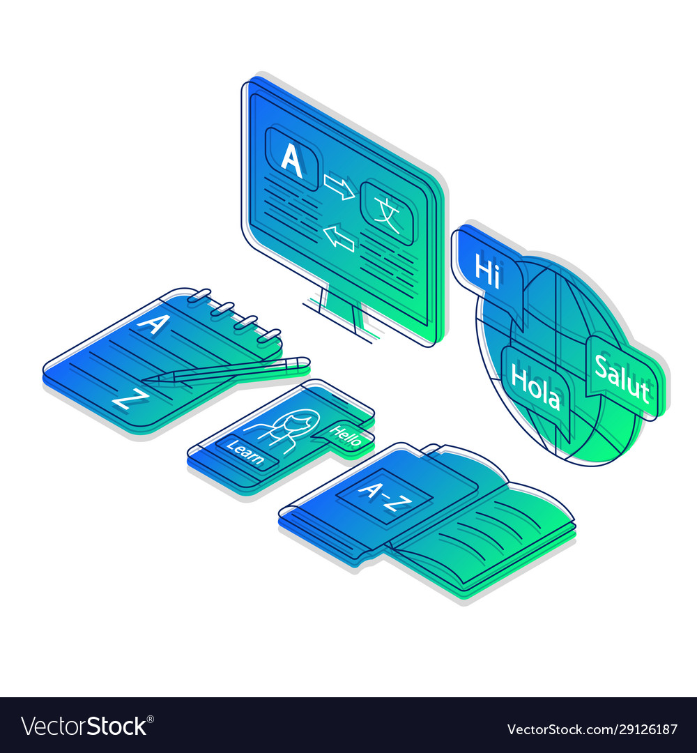 Foreign languages learning isometric color Vector Image