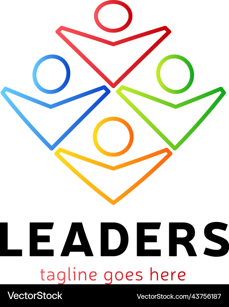 Four human group with leader or boss icon logo Vector Image