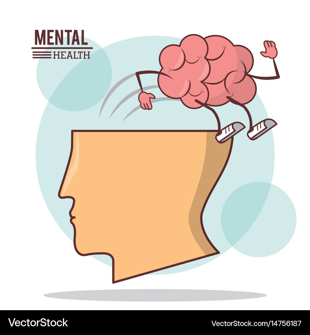 Human head brain mental health Royalty Free Vector Image