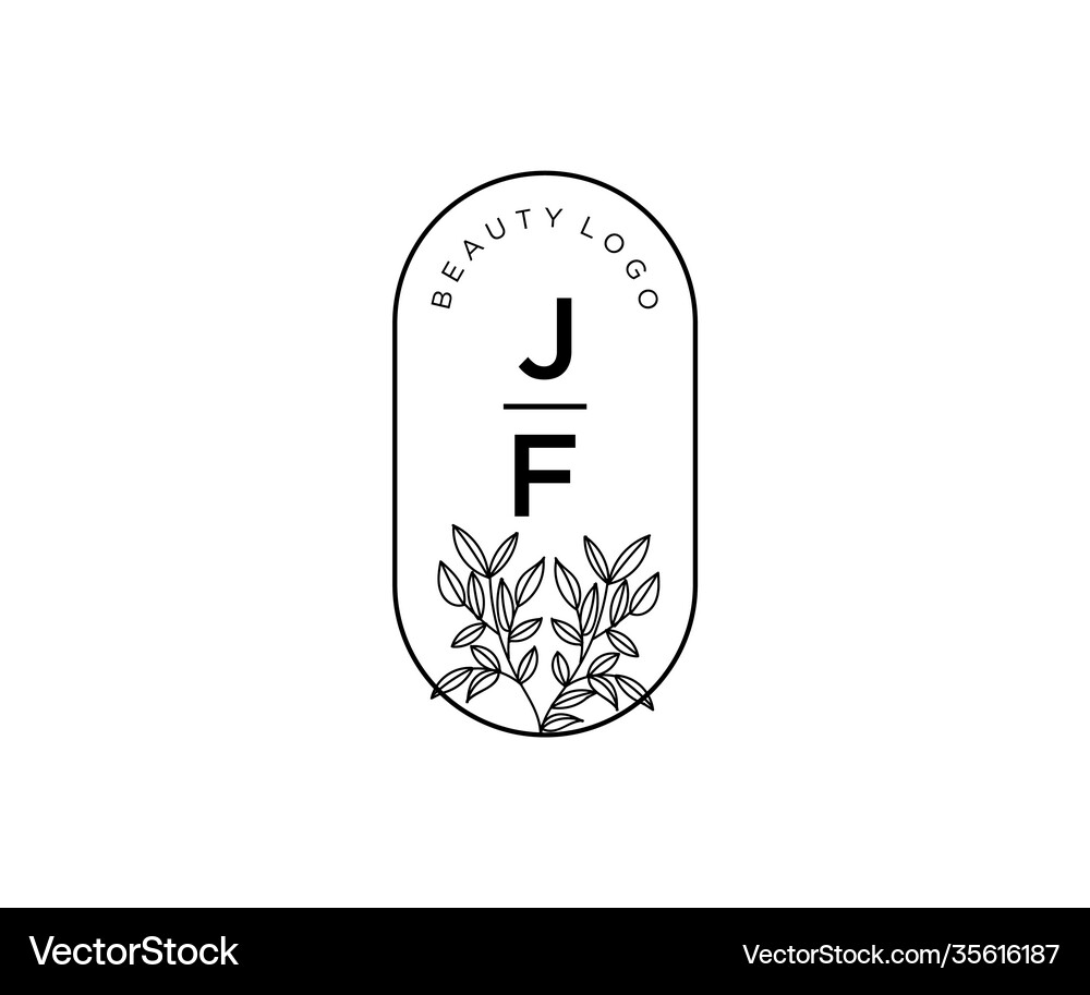 Initial jf letters beautiful floral feminine Vector Image