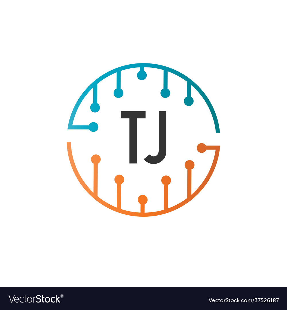 Initial letter tj future technology logo template Vector Image