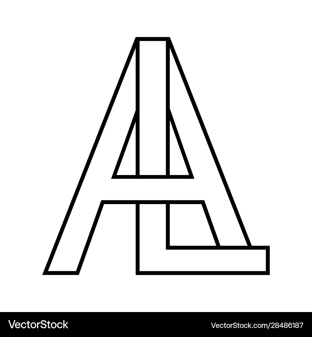 Logo sign al la two interlaced letters a l Vector Image