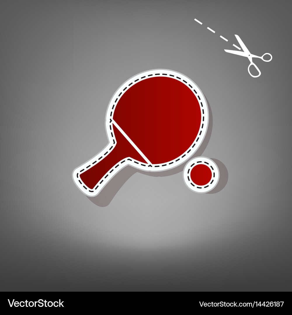 Ping pong paddle with ball red icon with Vector Image