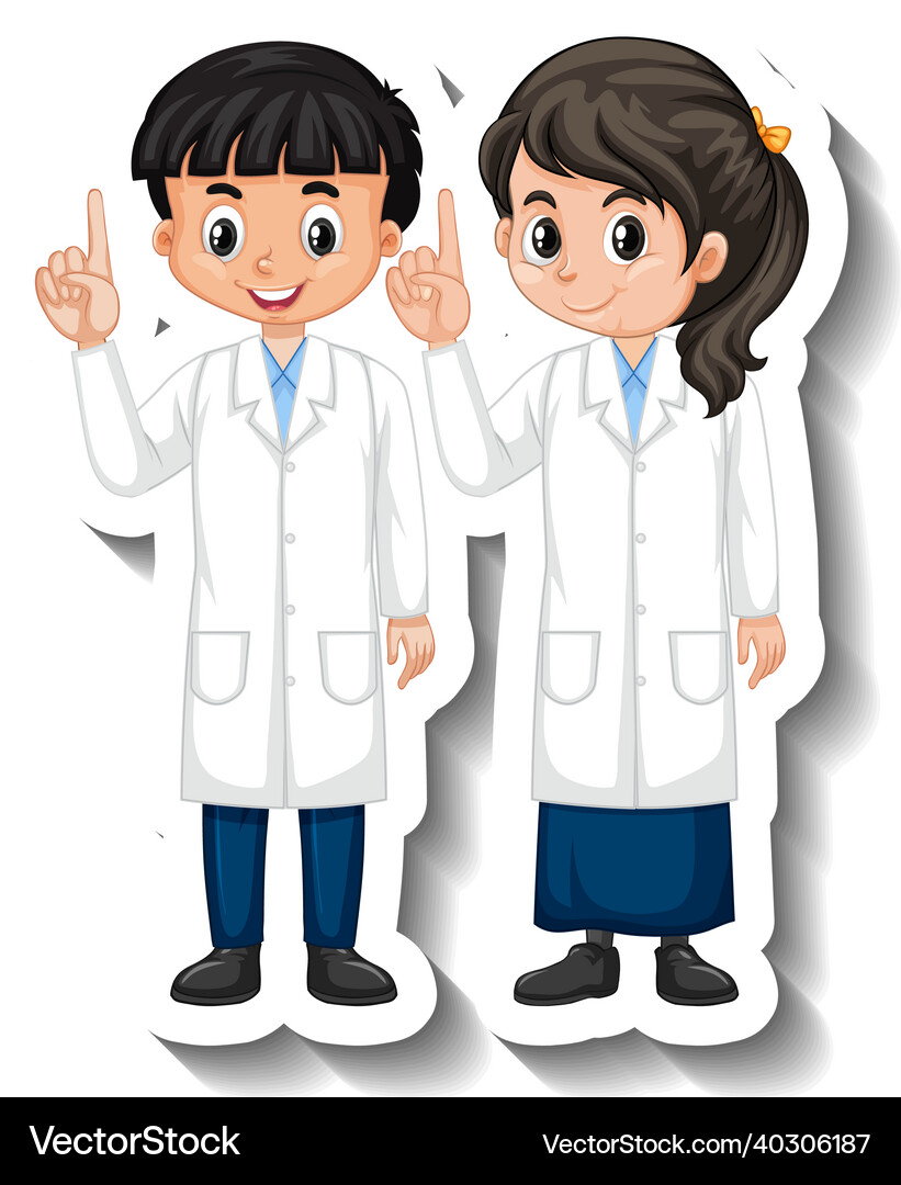 Scientist kids cartoon character sticker Vector Image