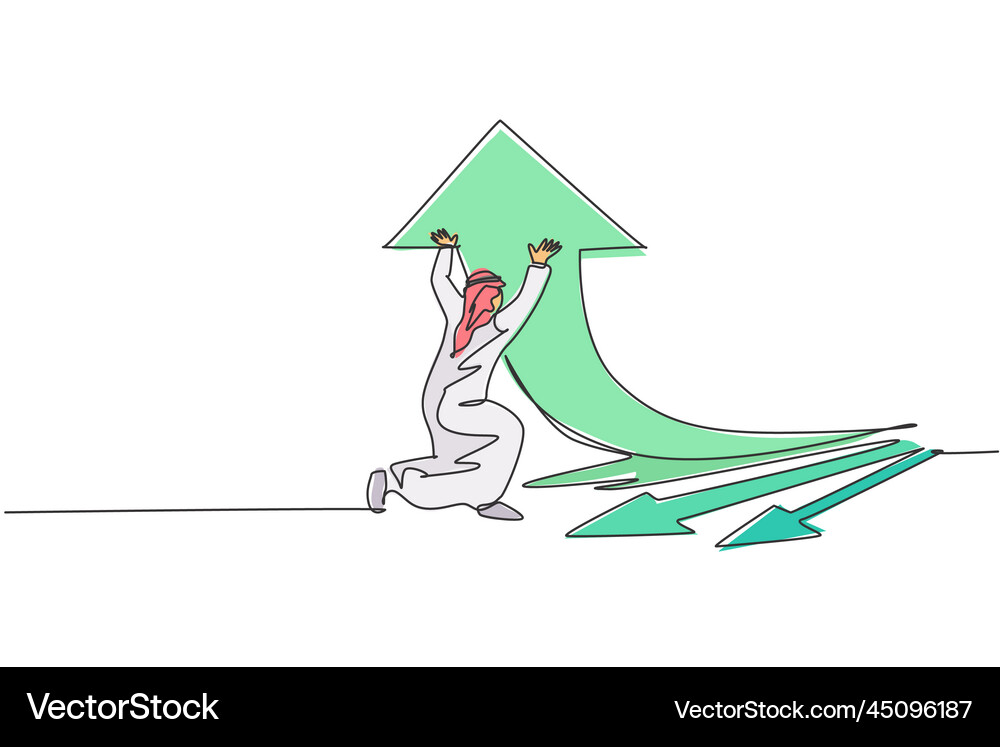 Single one line drawing of young arabic Royalty Free Vector