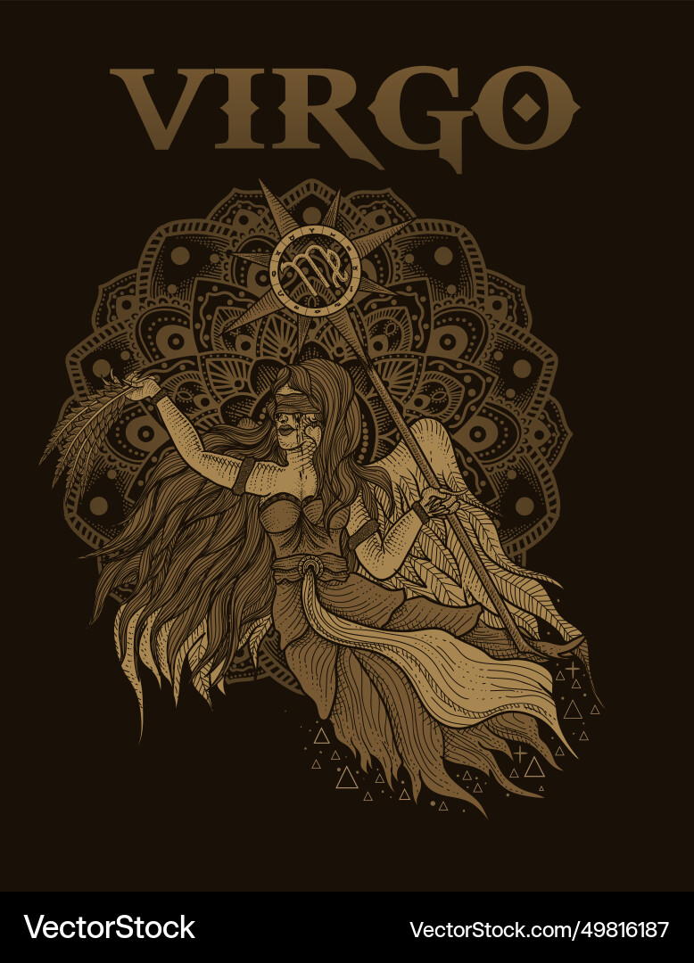 Virgo zodiac symbol with mandala Royalty Free Vector Image