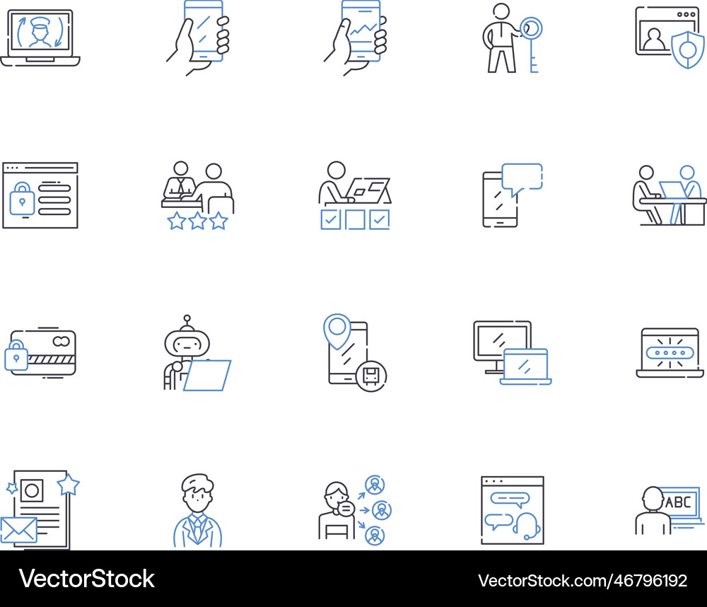 Billing account line icons collection payment Vector Image