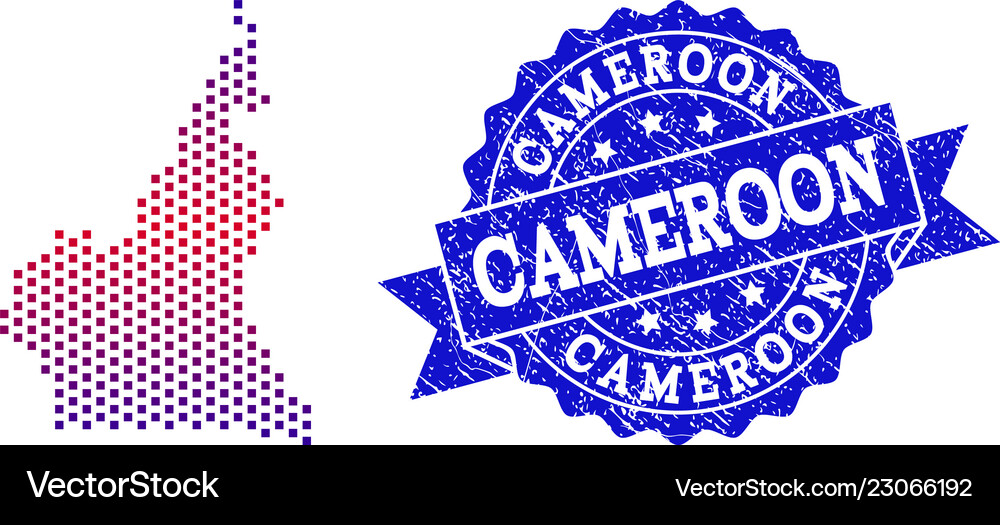 Composition of gradiented dotted map cameroon Vector Image