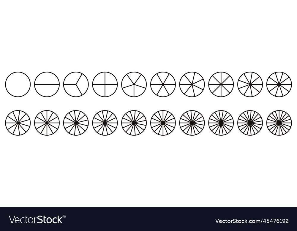 Fraction Pie Segments Math Royalty Free Vector Image