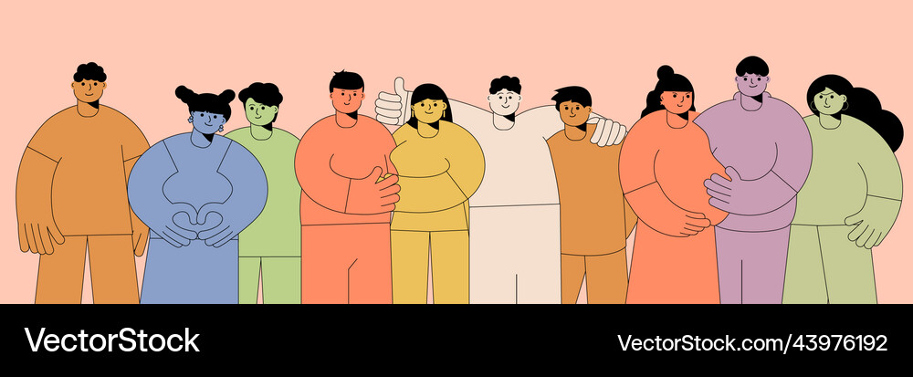 Group of abstract diverse colorful people posing Vector Image
