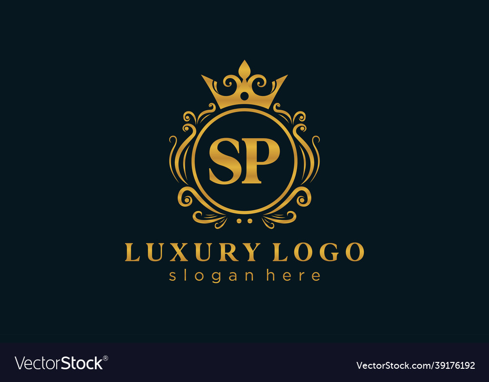 Initial sp letter royal luxury logo template Vector Image