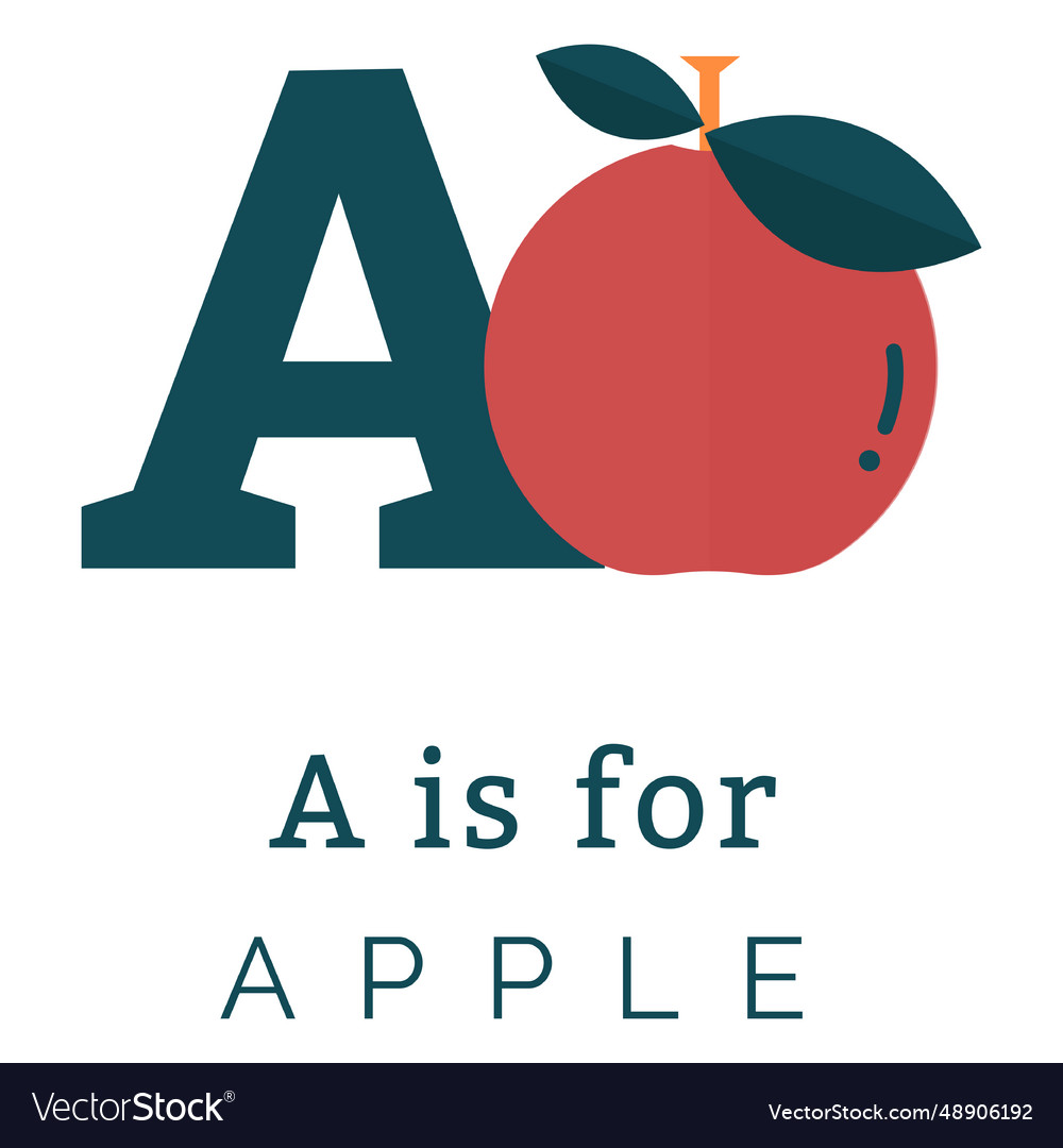 Letter a apple alphabet Royalty Free Vector Image