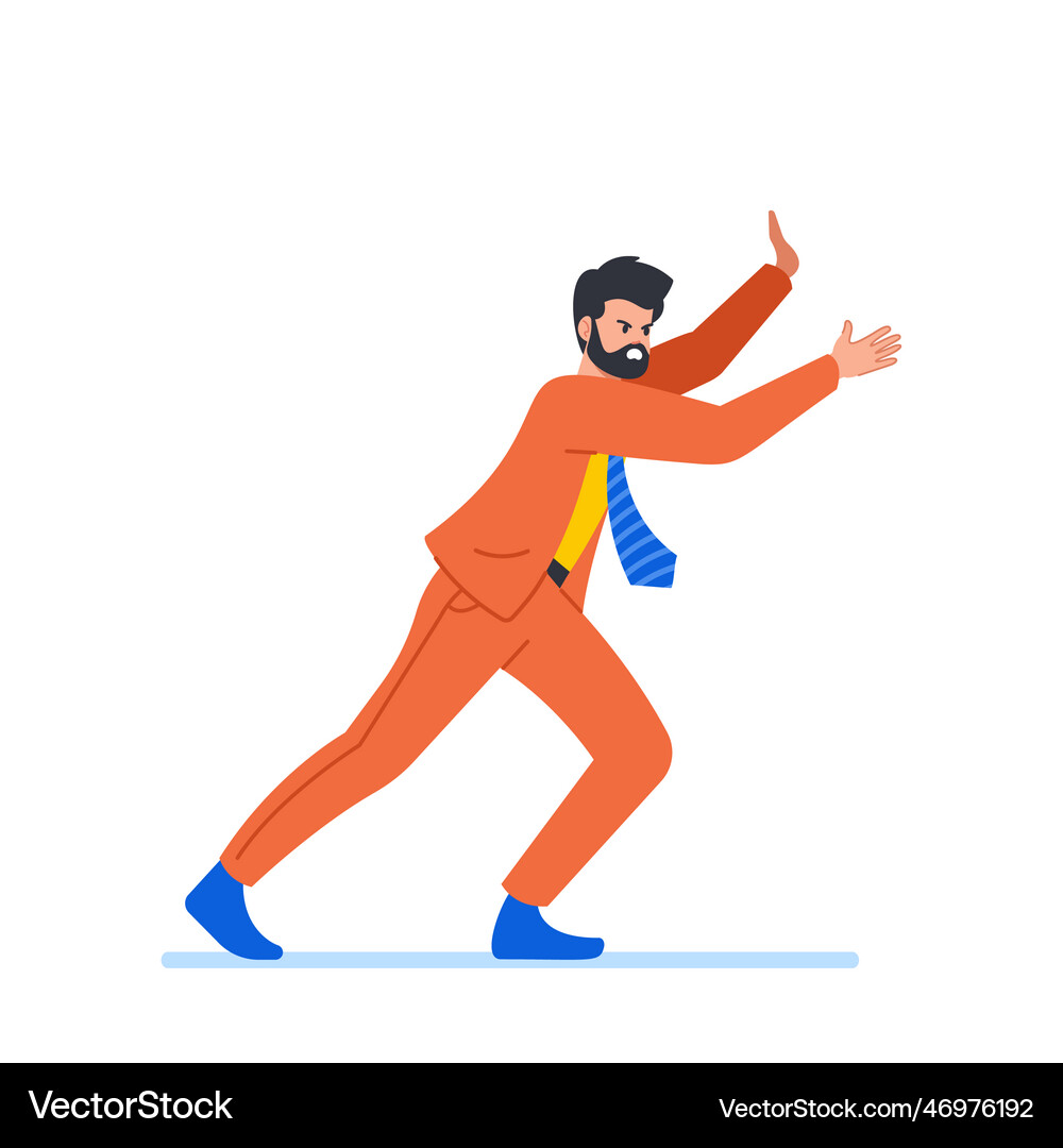 Male character with tense face suggest struggle Vector Image