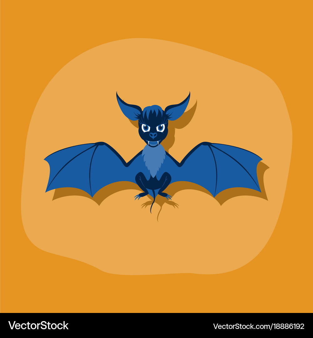 Paper sticker on stylish background cute bat Vector Image