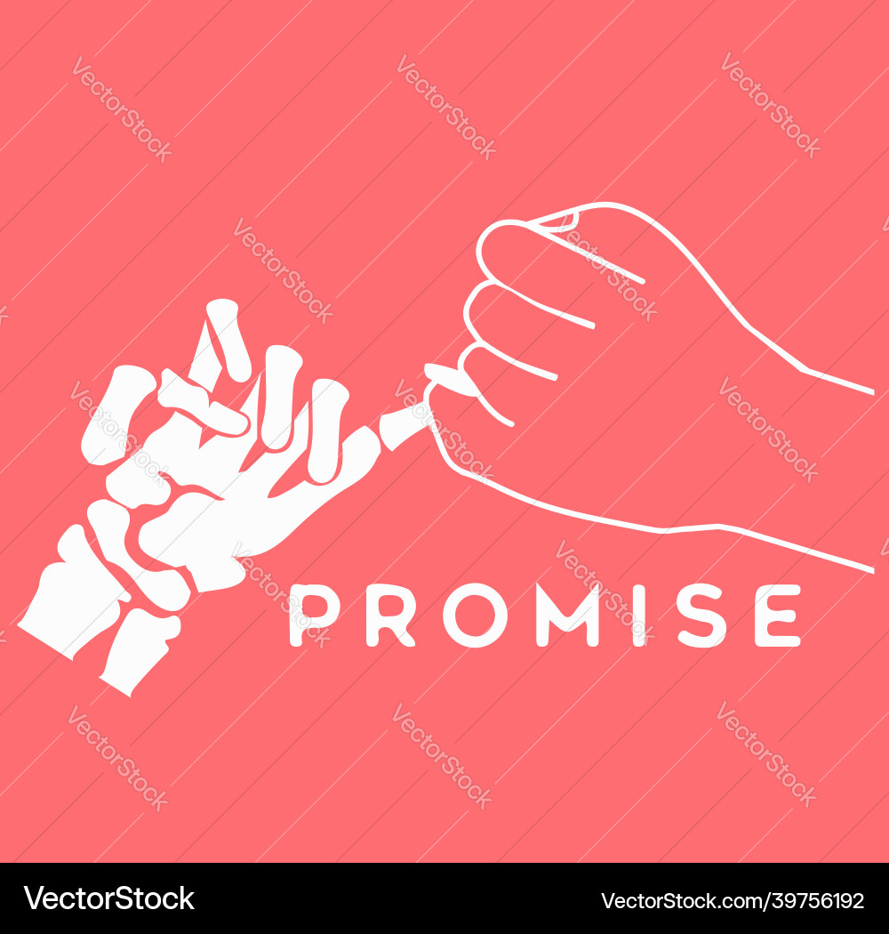 Pinky swear promise hand with skeleton Royalty Free Vector