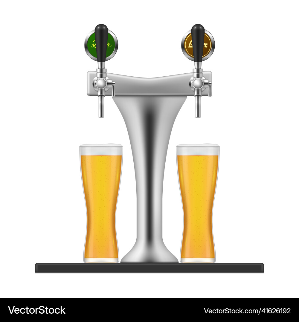 Realistic tap bar with two transparent glasses Vector Image