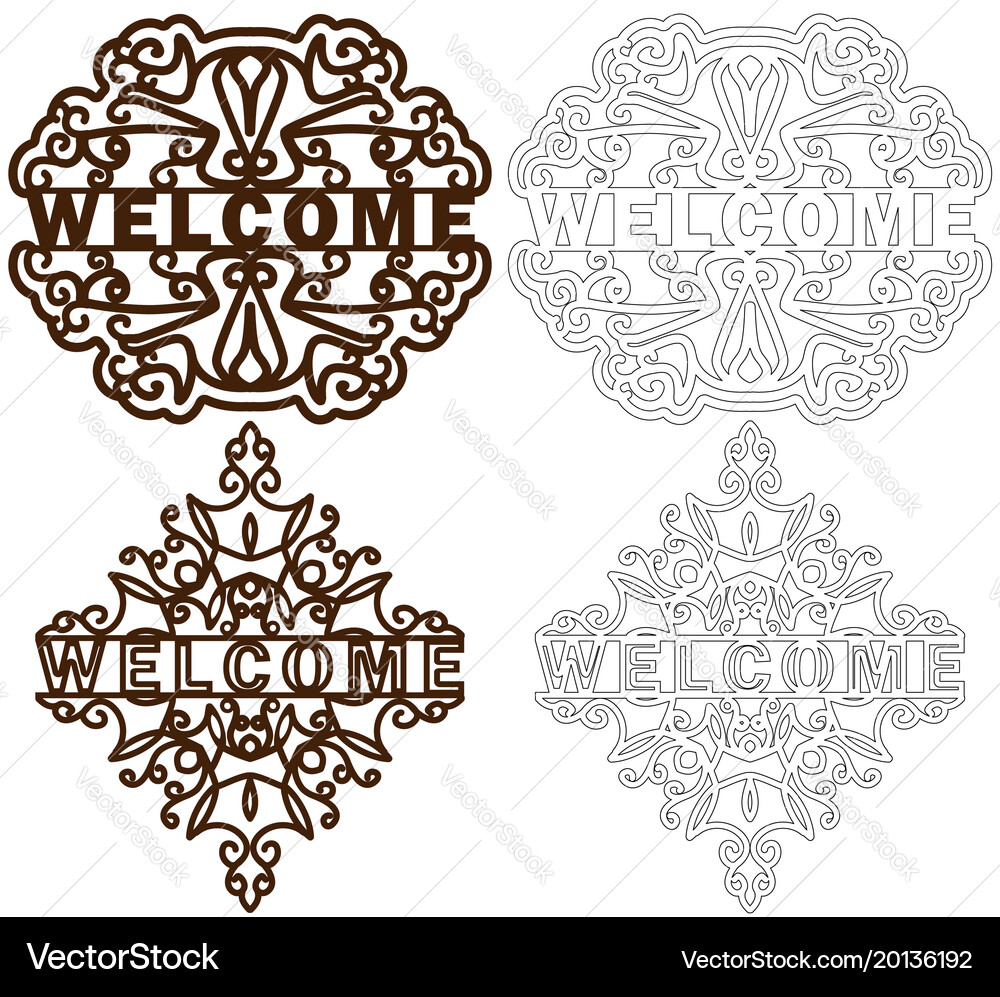Set of welcome plastic or paper plate template Vector Image