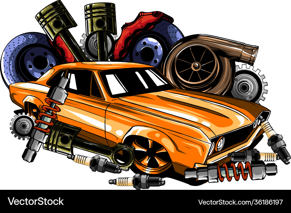 Car system spare parts realistic Royalty Free Vector Image