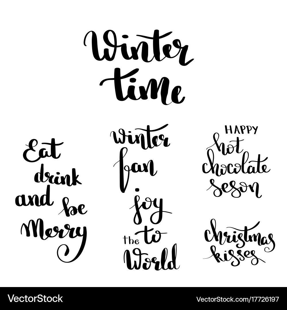 Christmas hand drawn lettering design set Vector Image