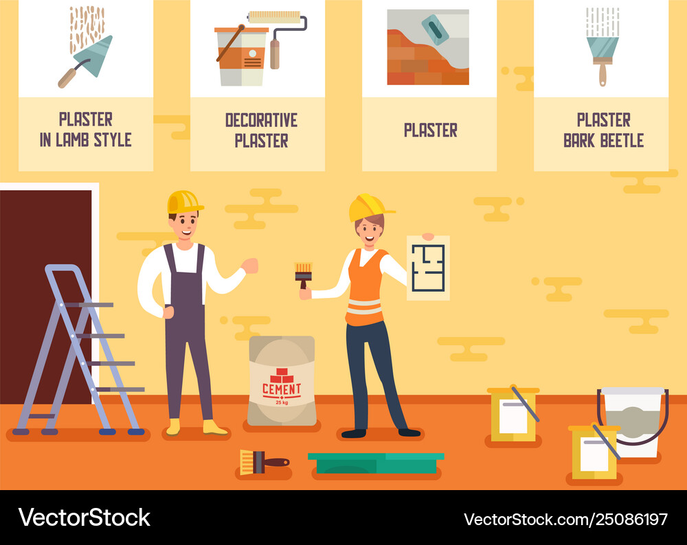 House painter and plasterer service banner Vector Image