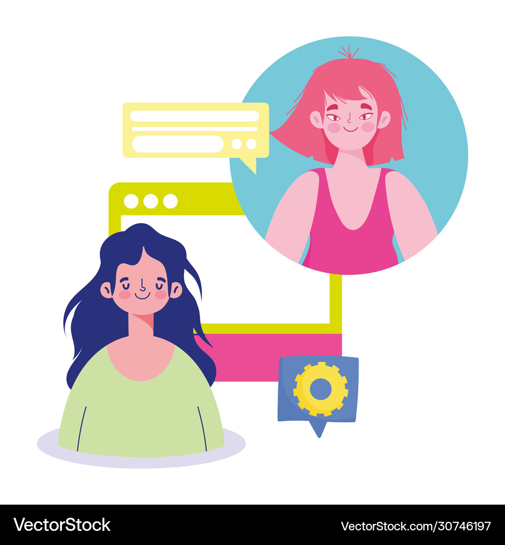 Meeting online people speech bubble talking Vector Image
