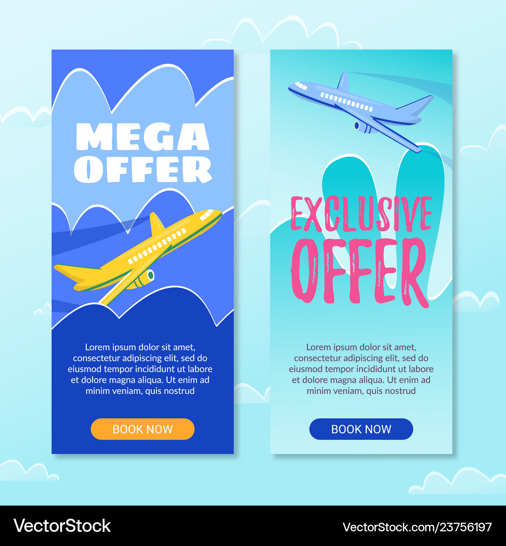 Mega offer exclusive book now sky trip Royalty Free Vector