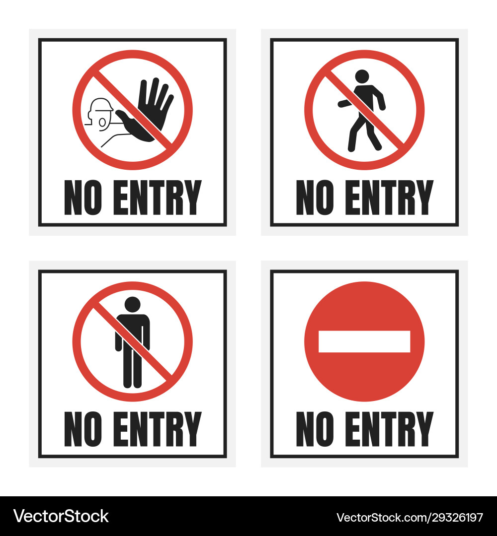 No entry label set no access sign with man Vector Image
