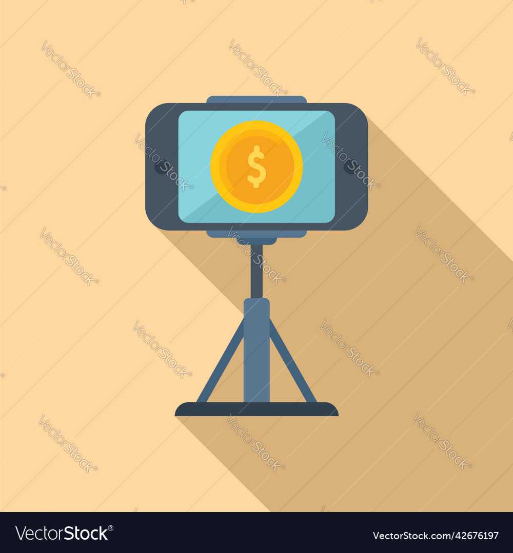 Phone video monetize icon flat audience Royalty Free Vector Phone video monetize icon flat audience Royalty Free Vector