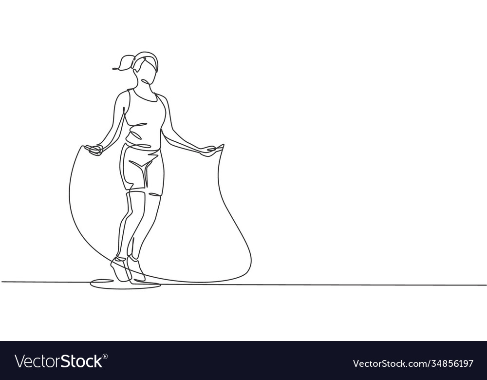 Single continuous line drawing young sportive Vector Image