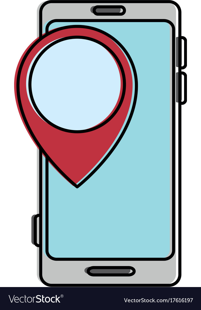 Smartphone device with location pointer Royalty Free Vector