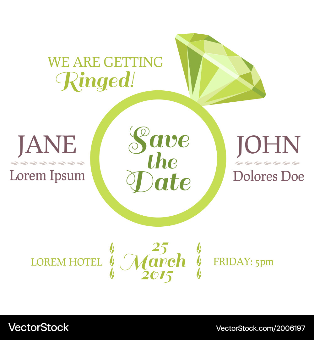 Wedding invitation card with diamond ring Vector Image
