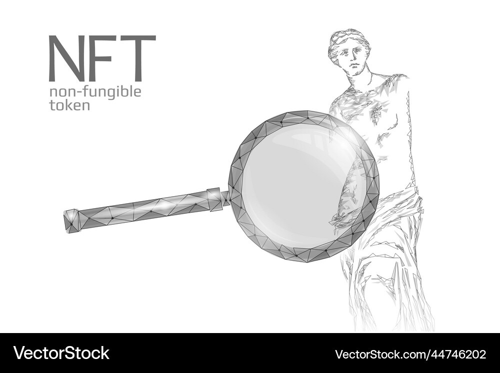 3d nft non fungible unique cryptocurrency Vector Image