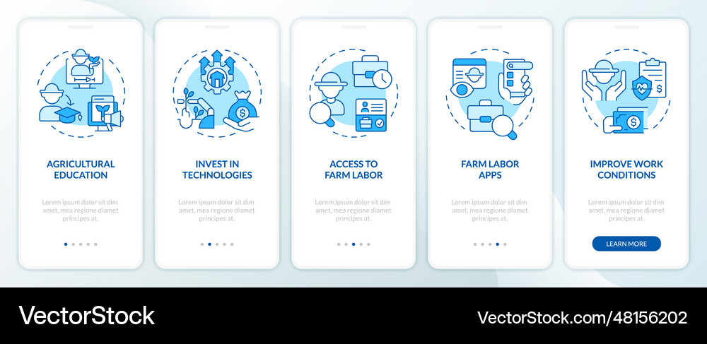 Addressing labor issues blue onboarding mobile Vector Image